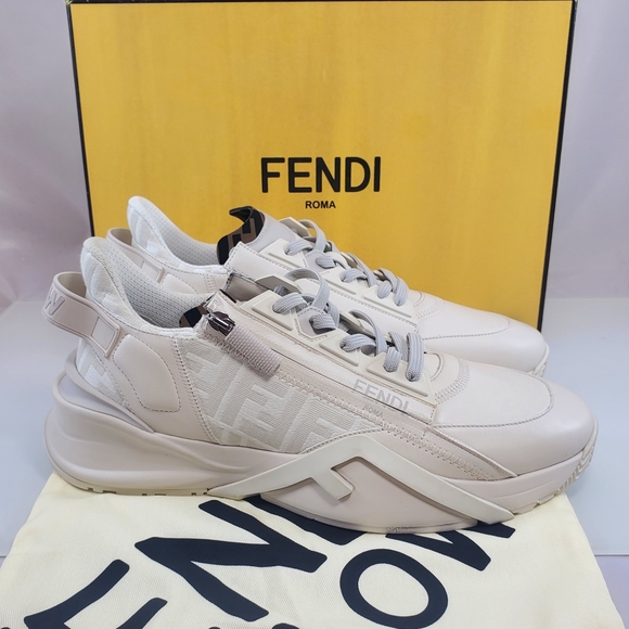 Fendi | Shoes | New19 Fendi Mens Flow Vitello Trainer Sneakers In White ...